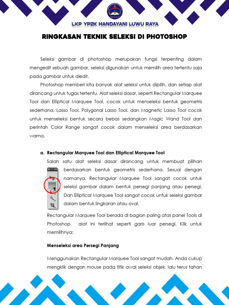 02 Ringkasan Teknik Seleksi Di Aplikasi Photoshop | PDF | Karier & Perkembangan | Ilmu Sosial