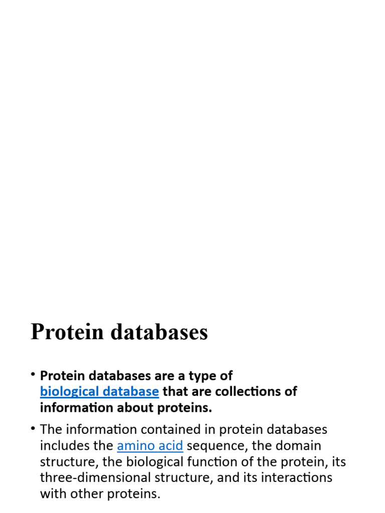 Protein Databases | PDF | Proteins | Protein–Protein Interaction