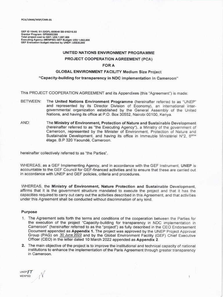 0 - United Nations Enviroonement Programme PCA | PDF