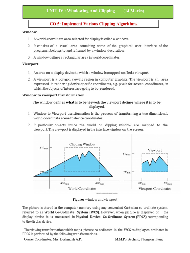 Unit 4 Windowing and Clipping | PDF | 2 D Computer Graphics | Computing