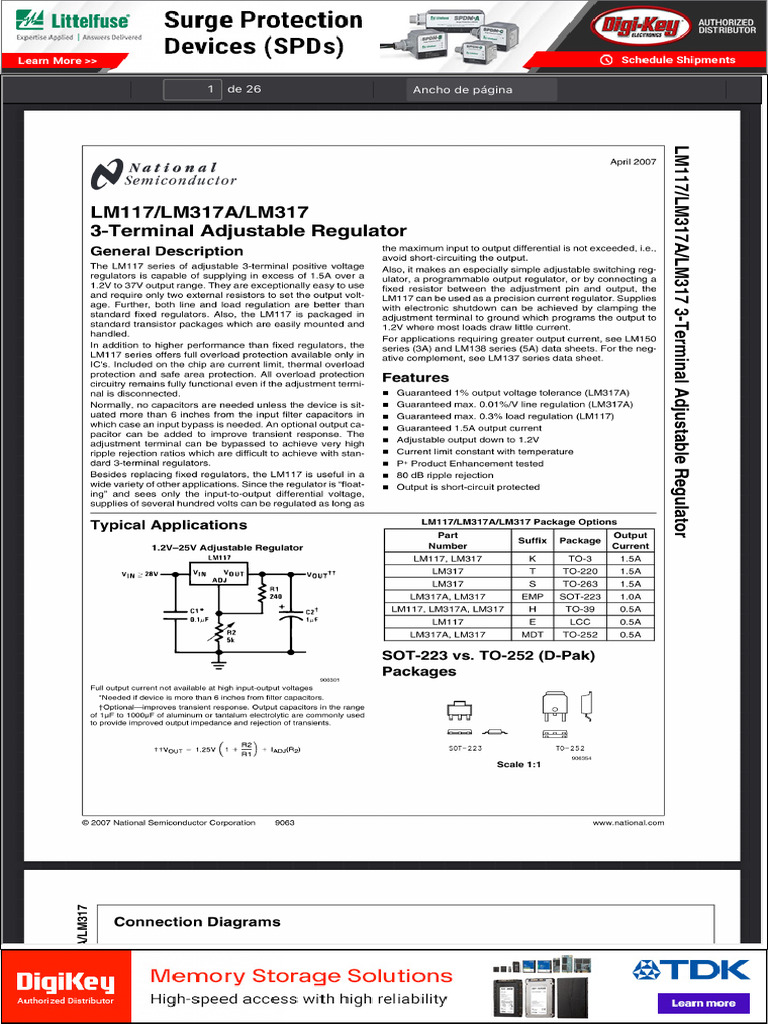 LM317 Datasheet | PDF | Power Supply | Capacitor