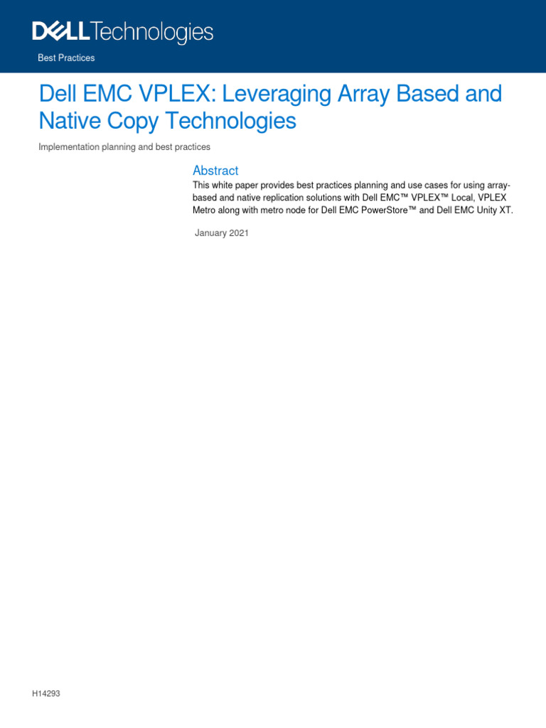 h14293 Dell Emc Vplex Array Based and Native Copy | PDF | Computer Data ... h14293 Dell Emc Vplex Array Based and Native Copy | PDF | Computer Data ...