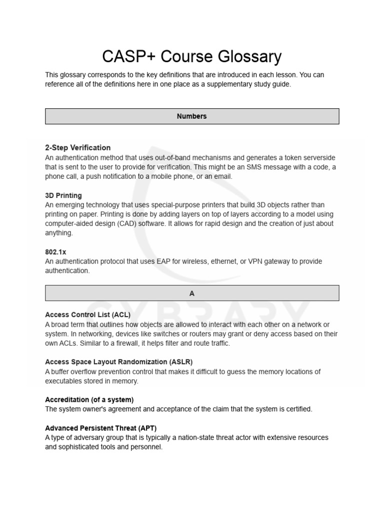 CASP Glossary | PDF | Public Key Certificate | Cloud Computing