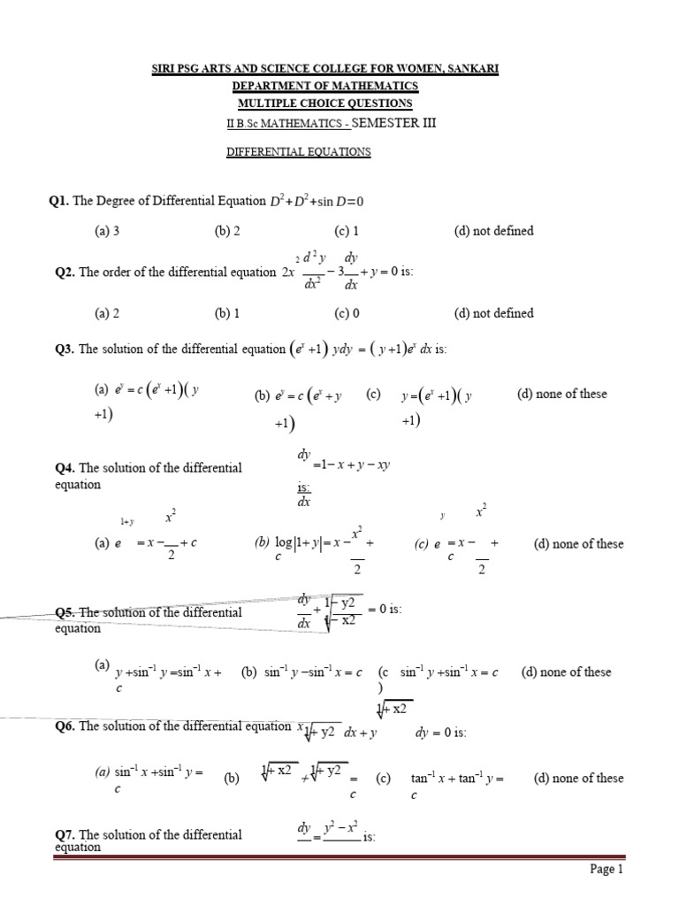 Differential Equation | PDF | Ordinary Differential Equation | Equations