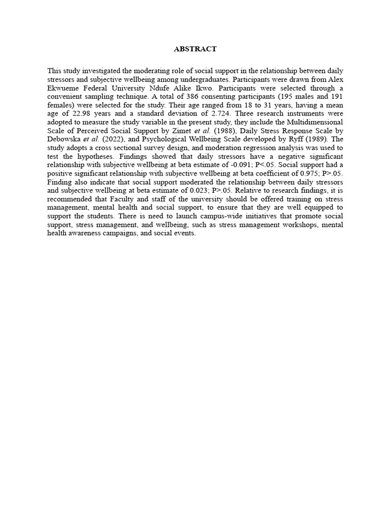 Ugonwa (Full Paper) | PDF | Social Support | Stress (Biology)