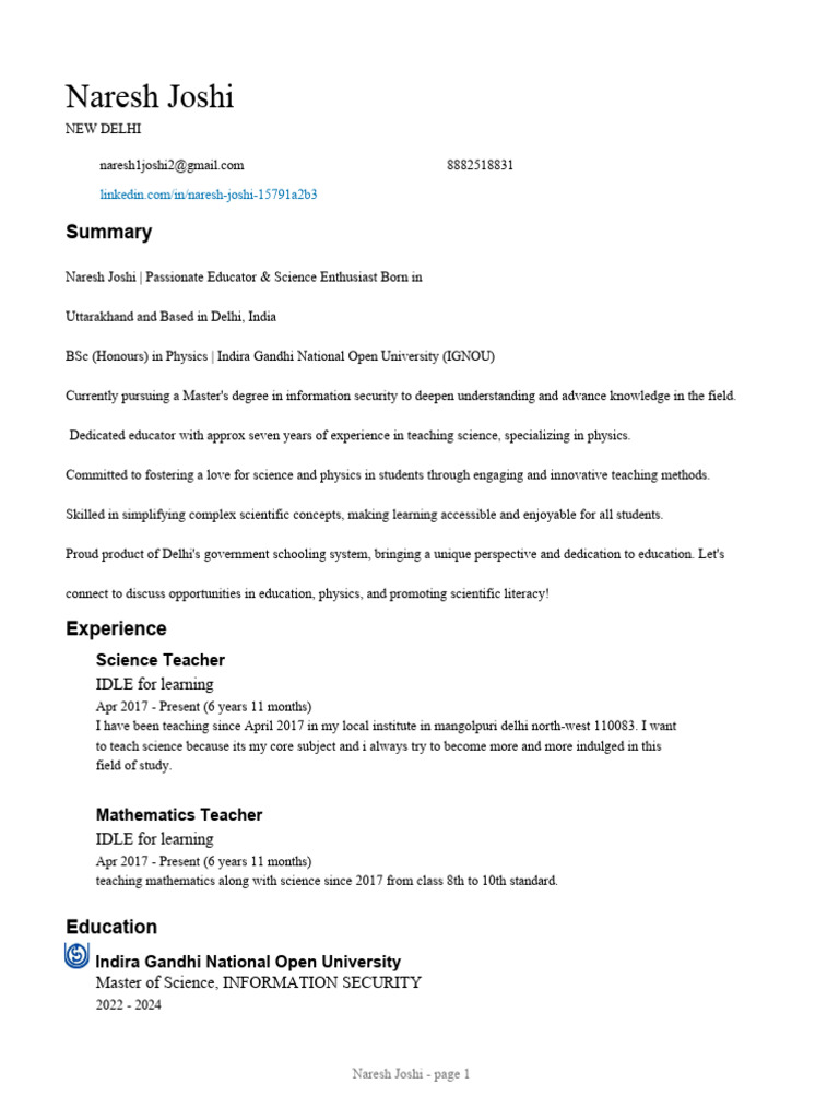 NARESH-JOSHI RESUME | PDF