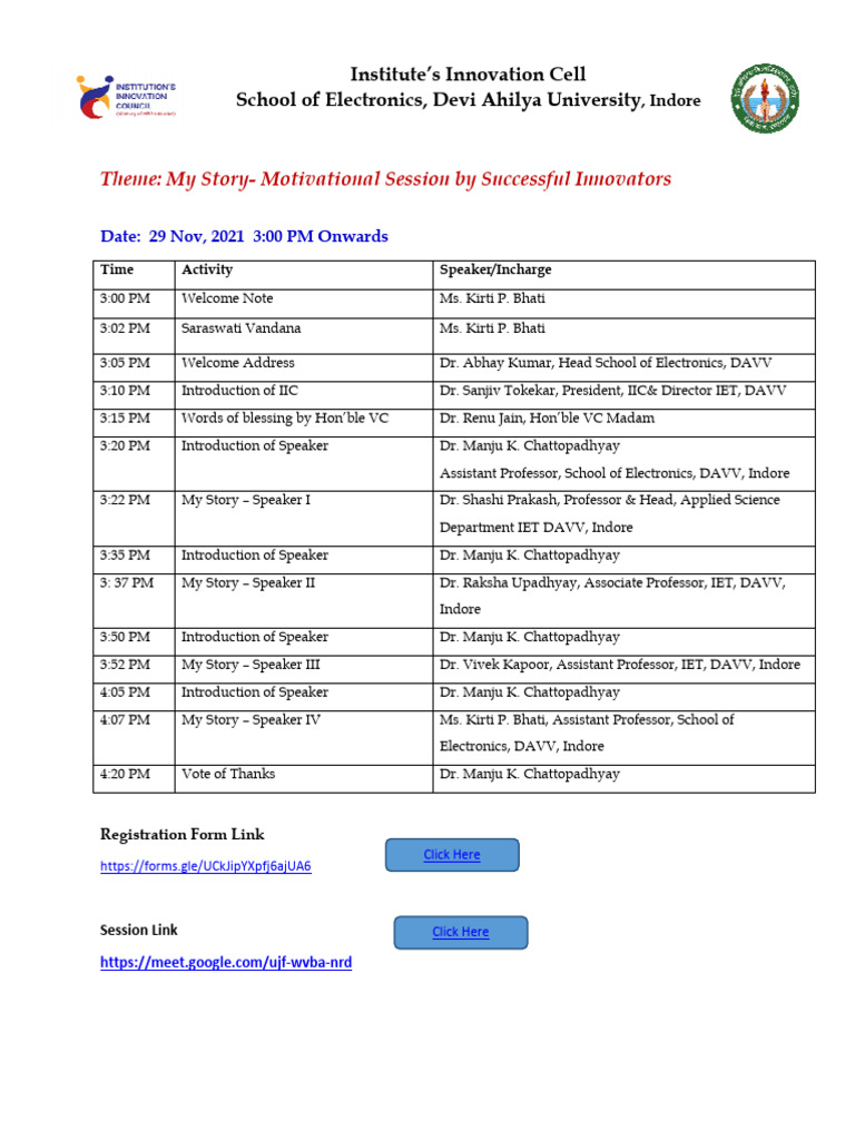 IIC Schedule | PDF