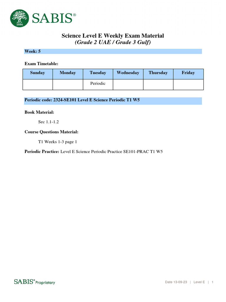 2324 Level E (Grade 2 UAE - Grade 3 Gulf) Science Exam Related ...