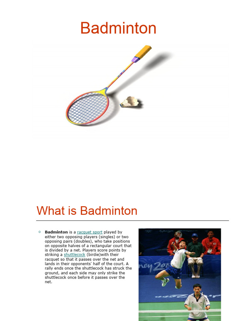 Badminton PPT | PDF | Sports | Athletic Sports