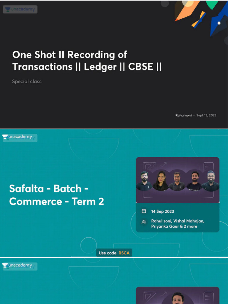One Shot II Recording of Transactions Ledger CBSE No Anno | PDF