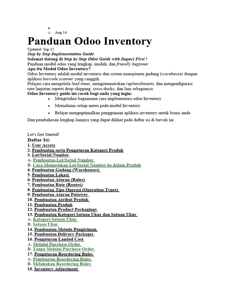 Panduan Lengkap Modul Odoo Inventory | PDF | Bisnis | Pengelolaan ...