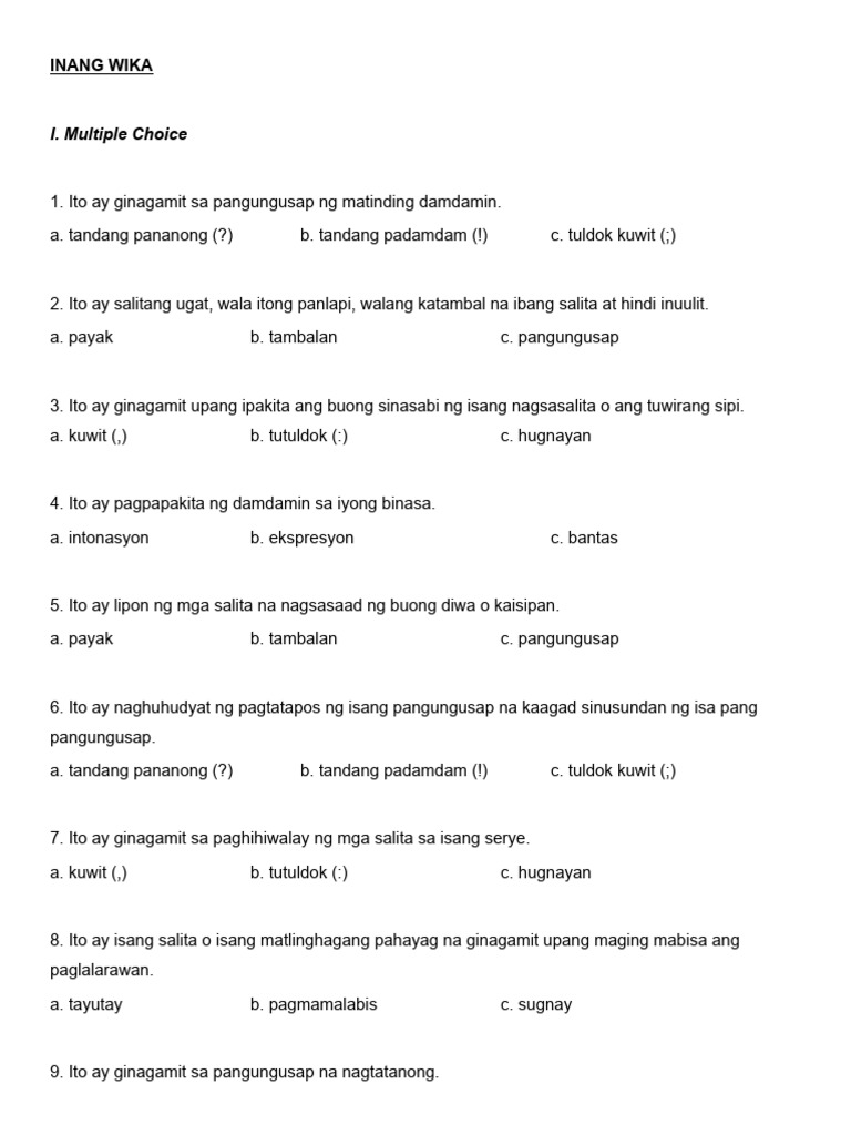 Inang Wika Reviewer | PDF