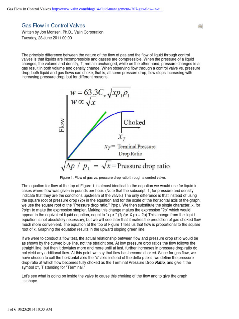 Gas Flow in Control Valves | PDF | Fluid Dynamics | Gases