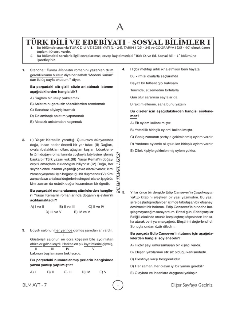 Yks Deneme Bilim 7 | PDF