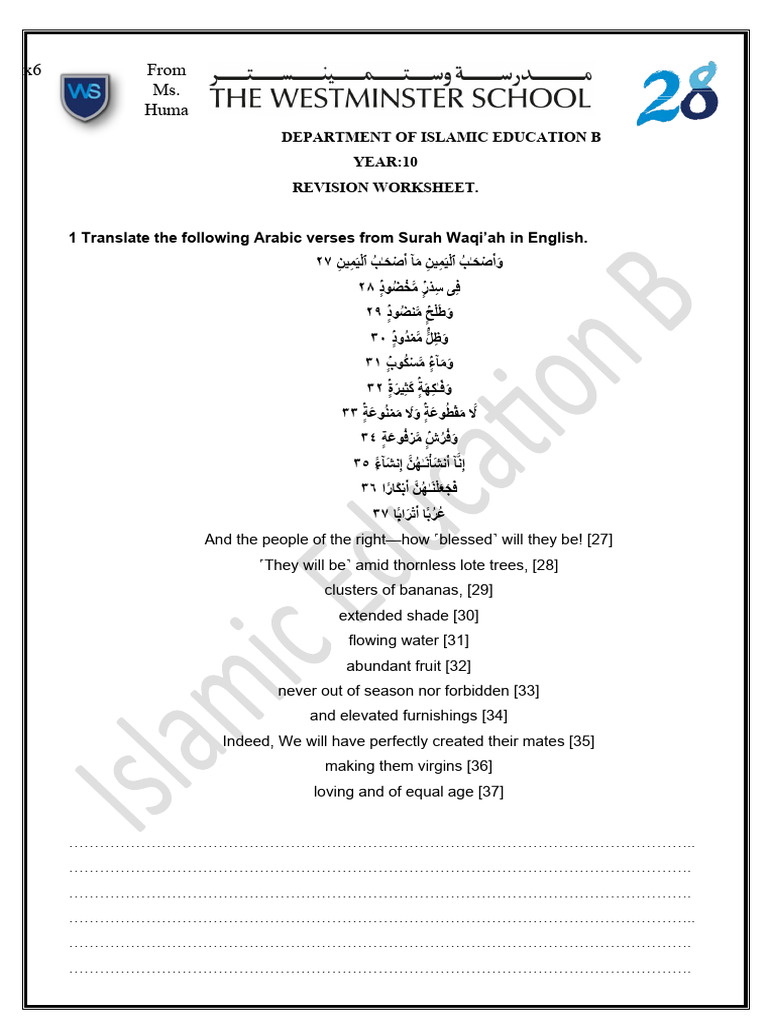 Yr 10 Answer Key-Final Term Revision work sheet. May-June 2024 - | PDF | Monotheism | Polytheism
