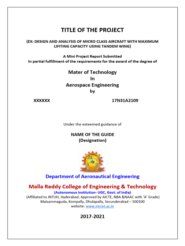 3 M. Tech Mini Project - Front Pages | PDF | Art