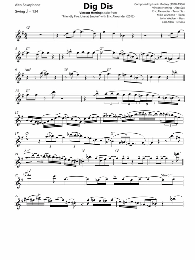 Dig Dis Solo Alto Sax Vincent Herring | PDF
