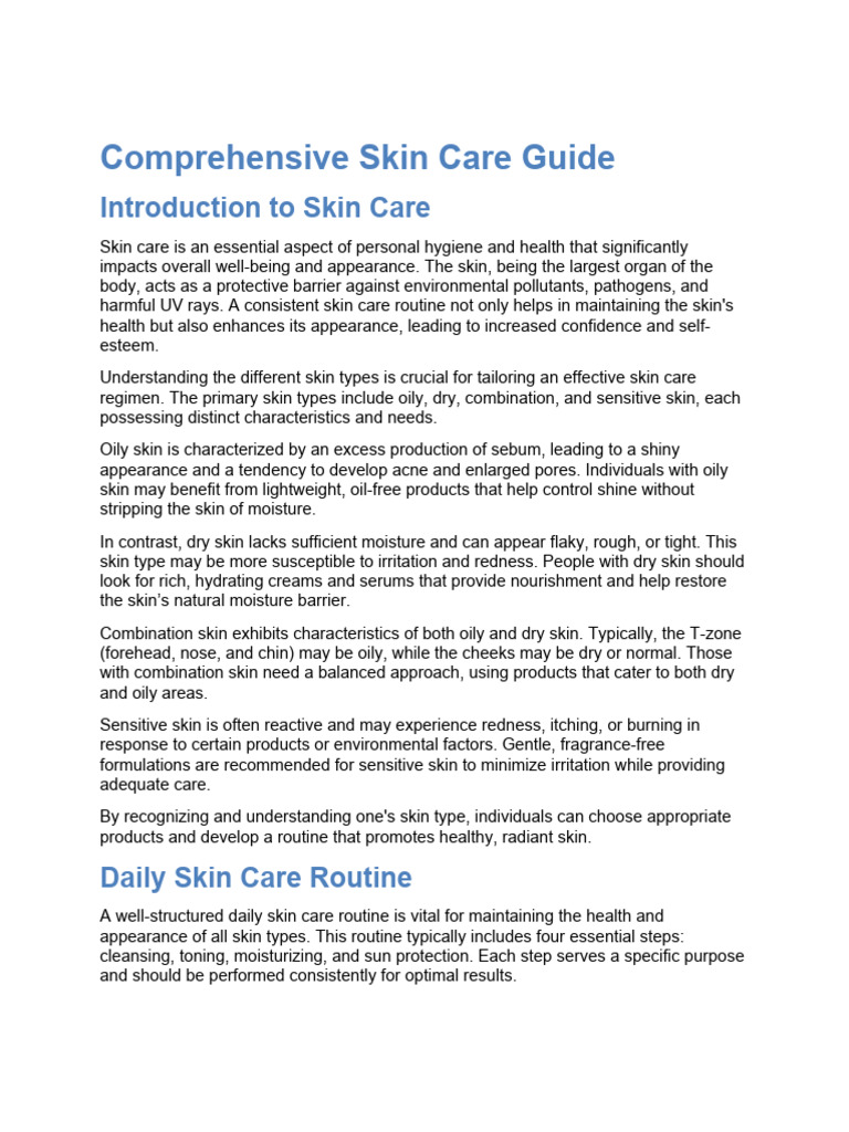 Skin Care Guide: Routines & Tips | PDF | Skin Care | Sunscreen