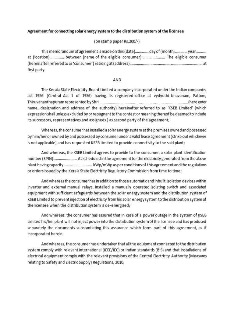 Net Meter Agreement | PDF | Electric Power | Power (Physics)