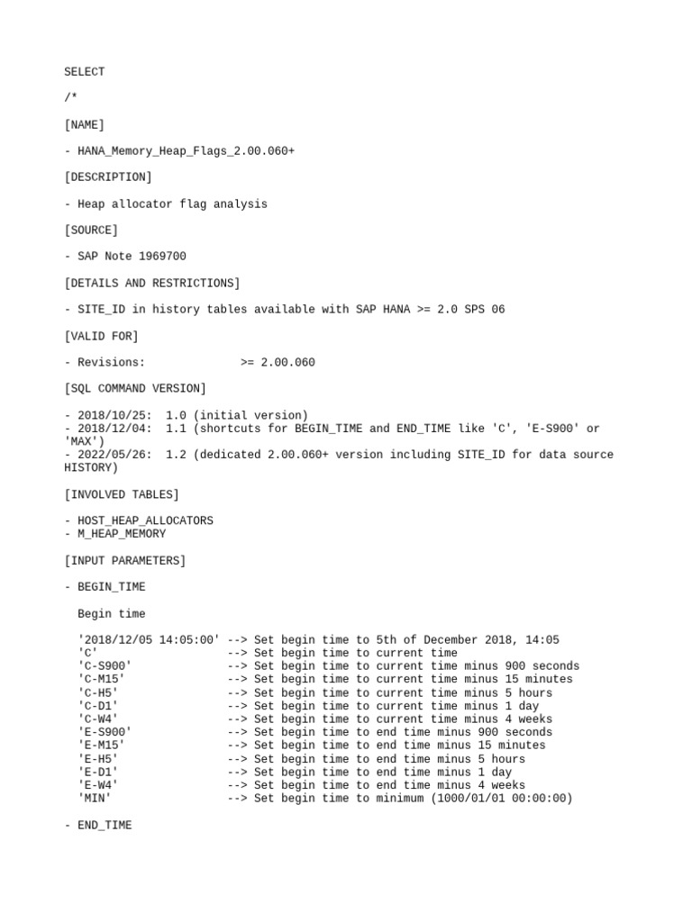 HANA Memory Heap Flags 2.00.060+ | PDF | Data Management Software ...