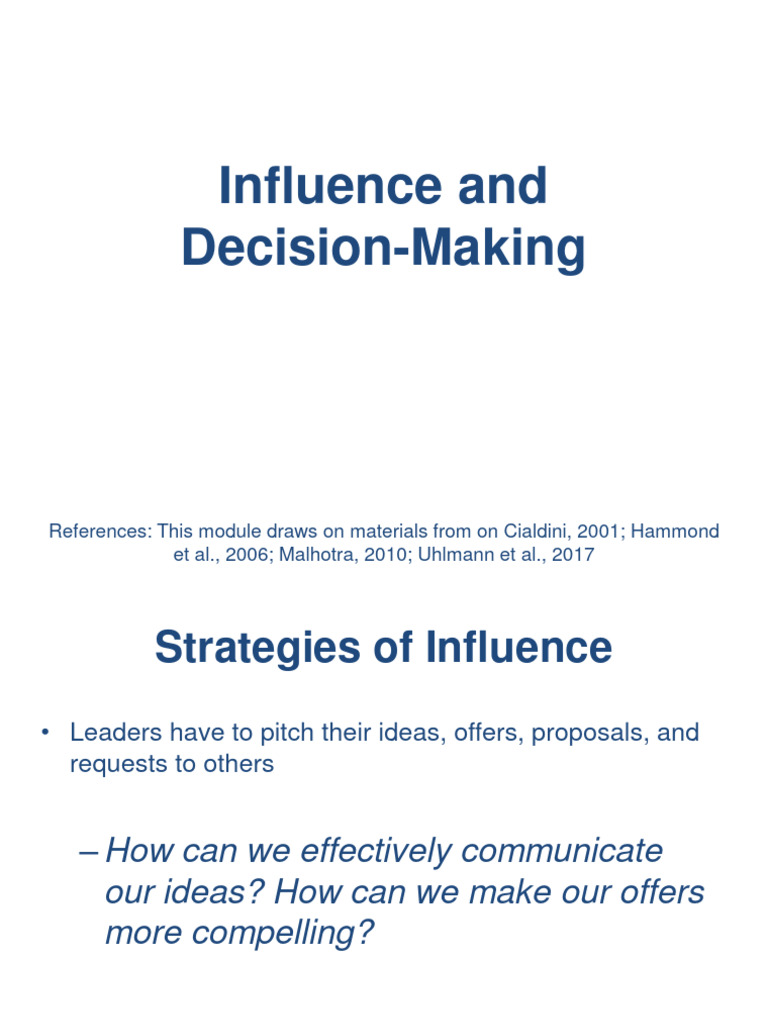 Influence Strategies in Decision-Making | PDF | Social Psychology ...