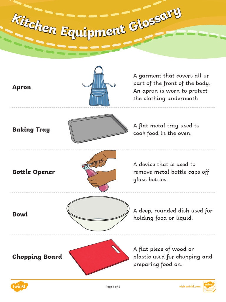 Kitchen Utensils Glossary | PDF | Spoon | Kitchen Utensil