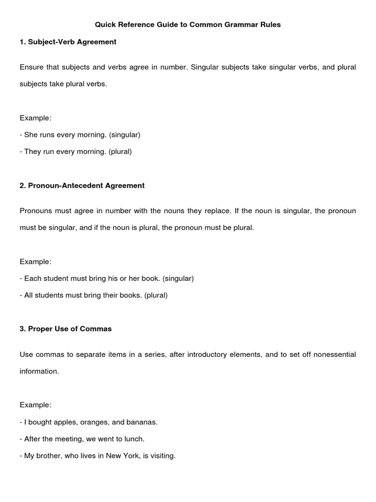 Essential Grammar Rules Overview | PDF | Grammatical Number | Plural