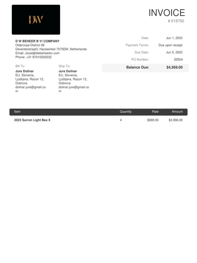 Invoice - 019750 | PDF | Electric Motor | Battery Charger