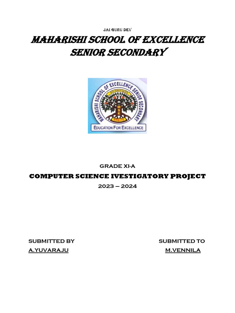CS Investigatory Project | PDF | Software Engineering | X86 Architecture