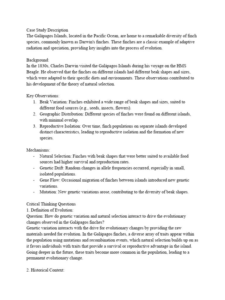 Biology Case Study #1 | PDF | Evolution | Natural Selection