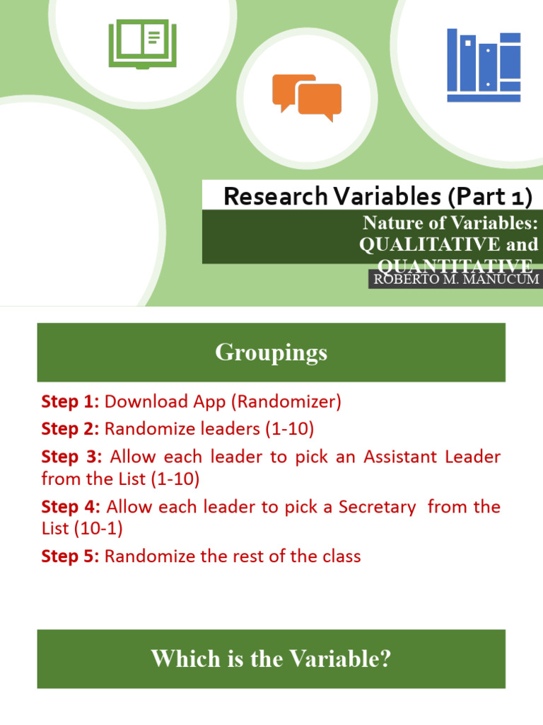 Variables in Research | PDF | Level Of Measurement | Quantitative Research