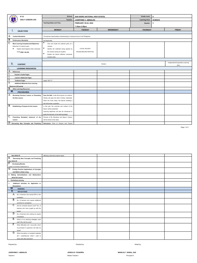 Week 2 - Sci 9-Q3-Dll-Abinales | PDF | Learning | Education Theory