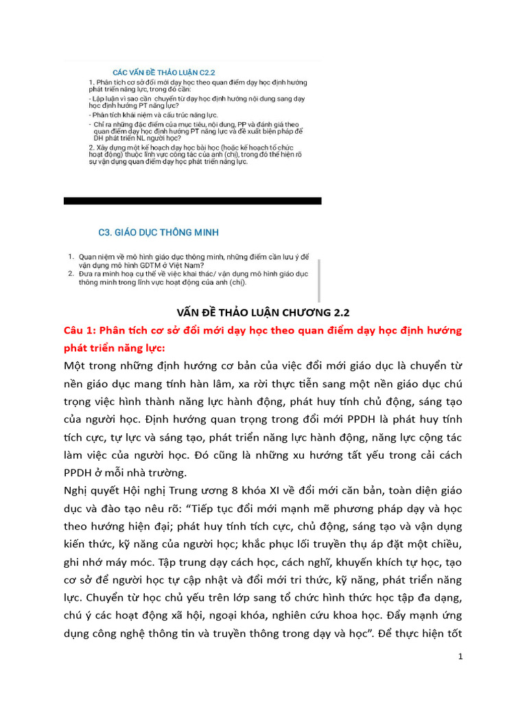 GDH HĐ - VĐ 2.2 - Câu 1 | PDF