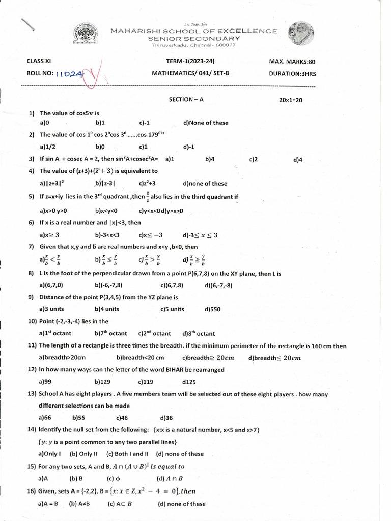 Math QP | PDF