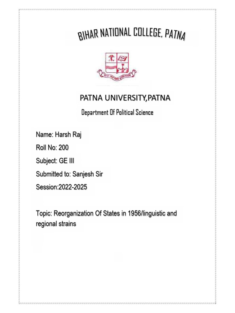 Reorganization of States in 1956 Analysis | PDF