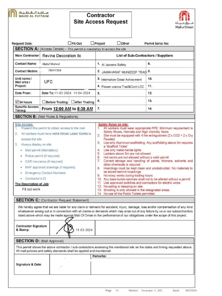 Site Access Request March | PDF