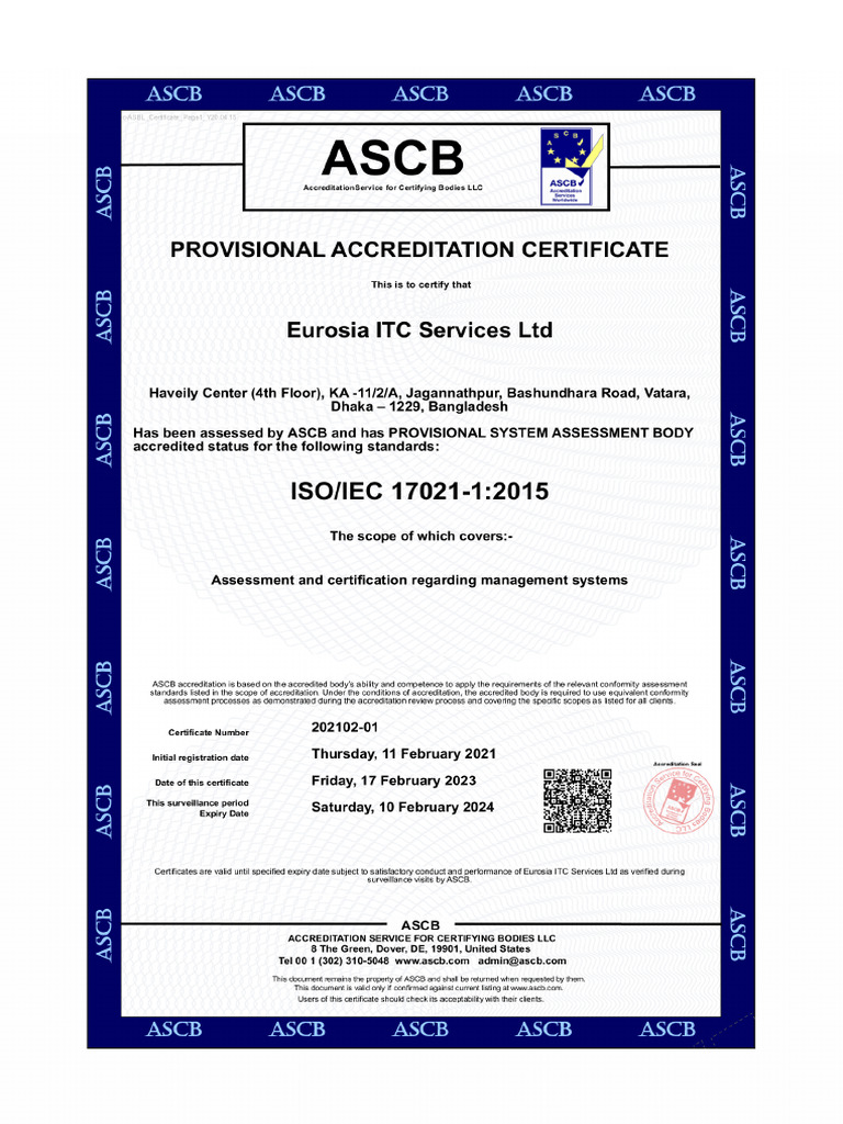ASCB For ISO Certification | PDF