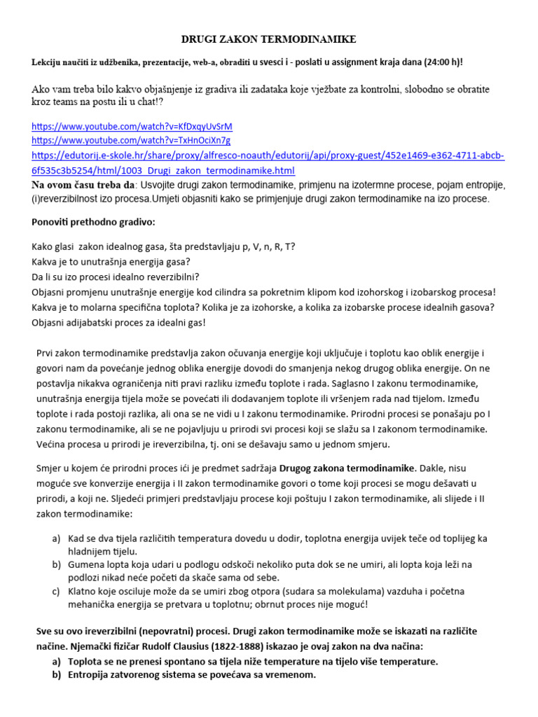 Drugi Zakon Termodinamike | PDF