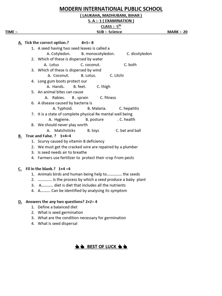 Class 5th Science | PDF