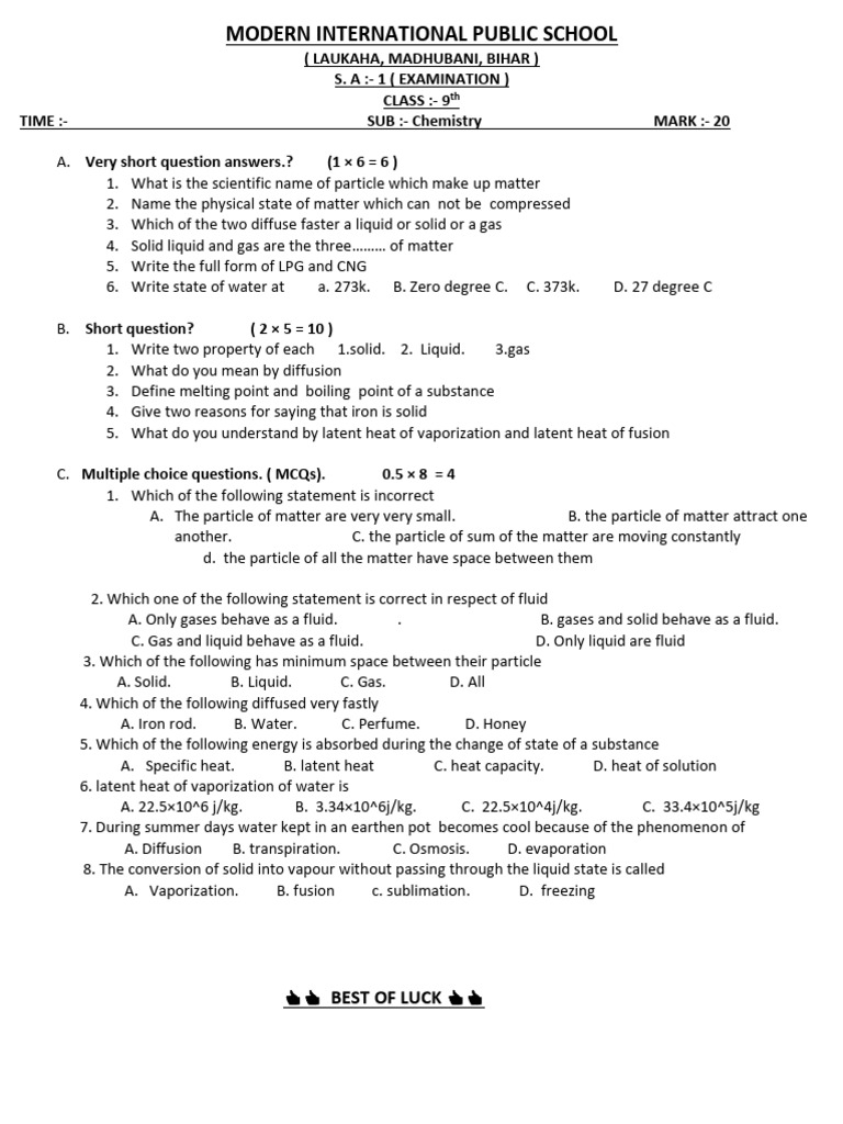 Class 9th Chemistry | PDF | Latent Heat | Liquids