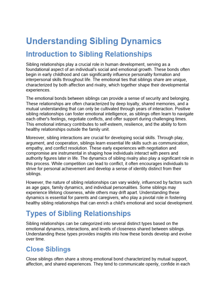 Understanding Sibling Dynamics | PDF | Sibling | Family