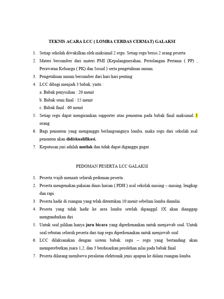 Teknis Acara Lcc-15 Oct | PDF
