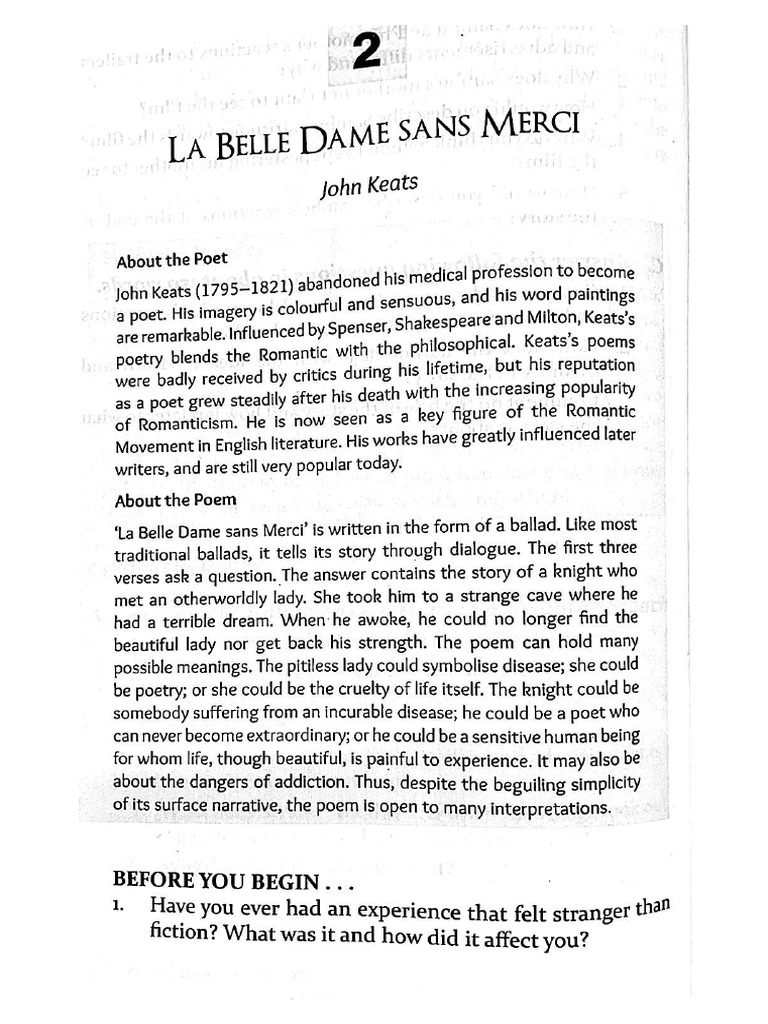 Poem - La Belle Dame Sans Merci | PDF