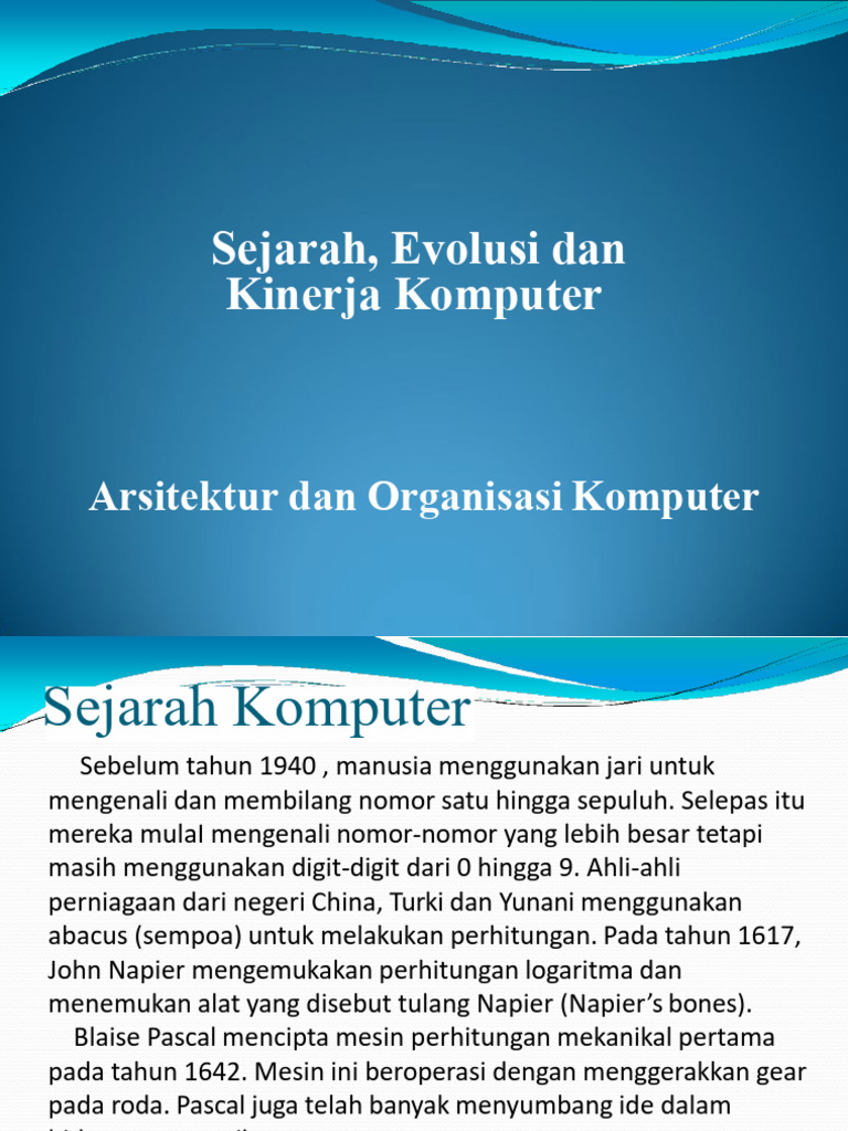 02 - Sejarah - Evolusi - Kinerja - Komputer | PDF | Teknologi & Rekayasa