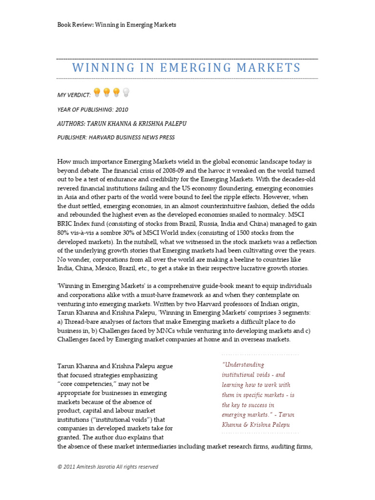 Winning in Emerging Markets | PDF | Market (Economics) | Bric