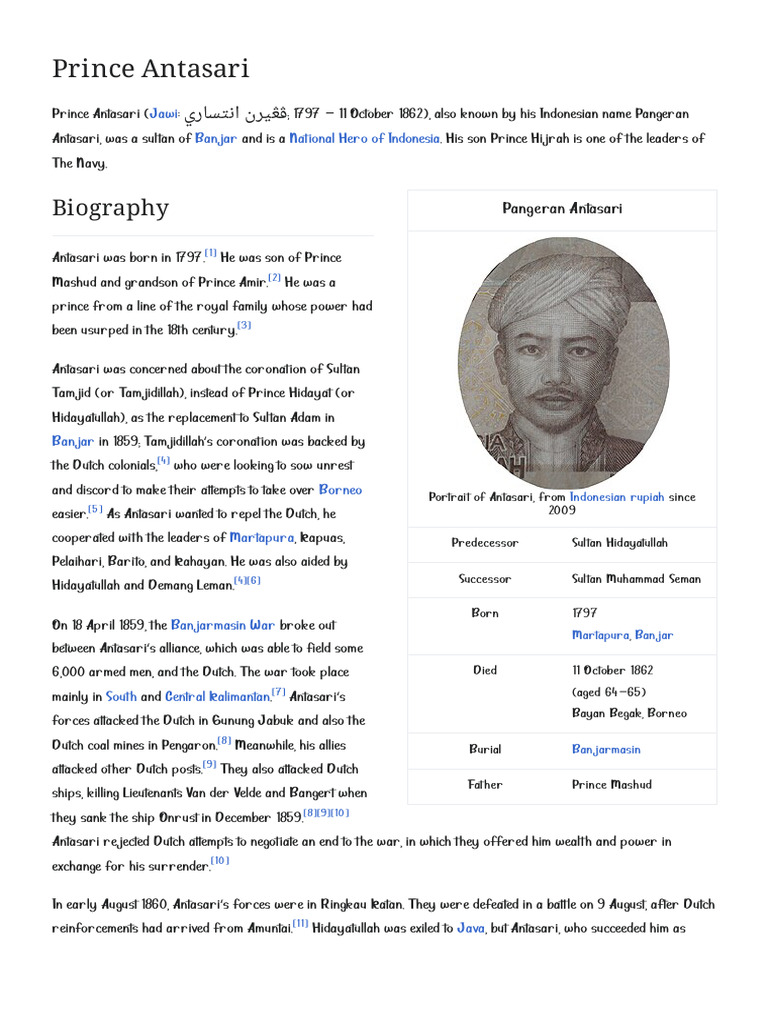 Prince Antasari: Hero of Banjar | PDF | Indonesia