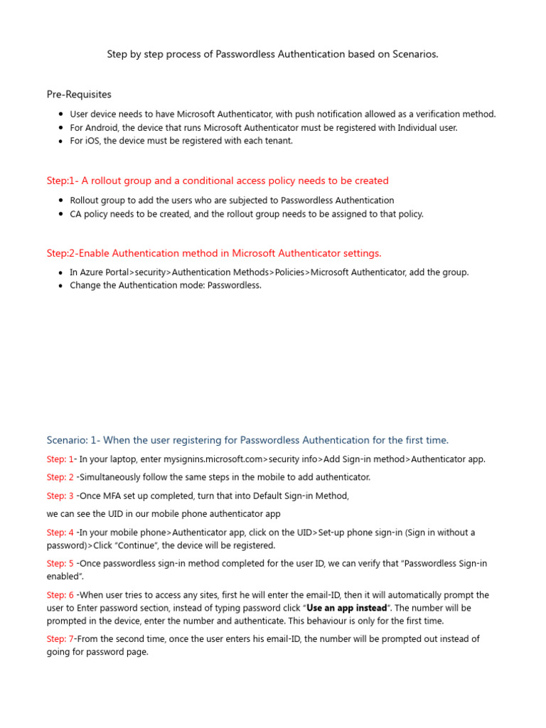 Step by Step Process of Passwordless Authentication Based On Scenarios ...