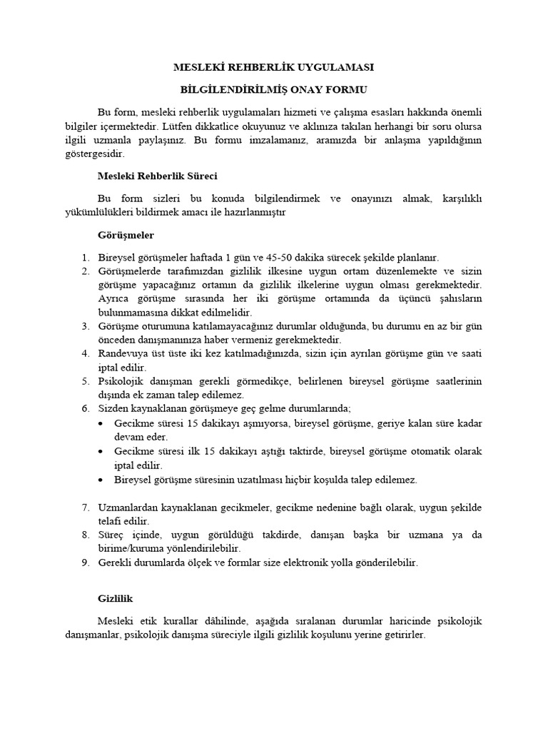 Bilgilendirilmiş Onay Formu | PDF