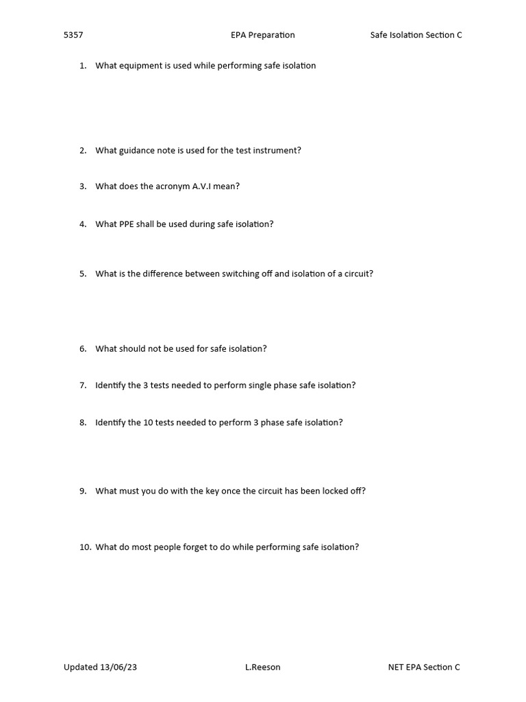 Am2 Safe Isolation Questions | PDF