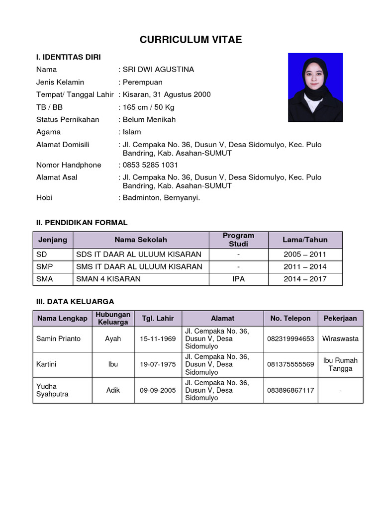 Cv. Sri Dwi Agustina Baru | PDF